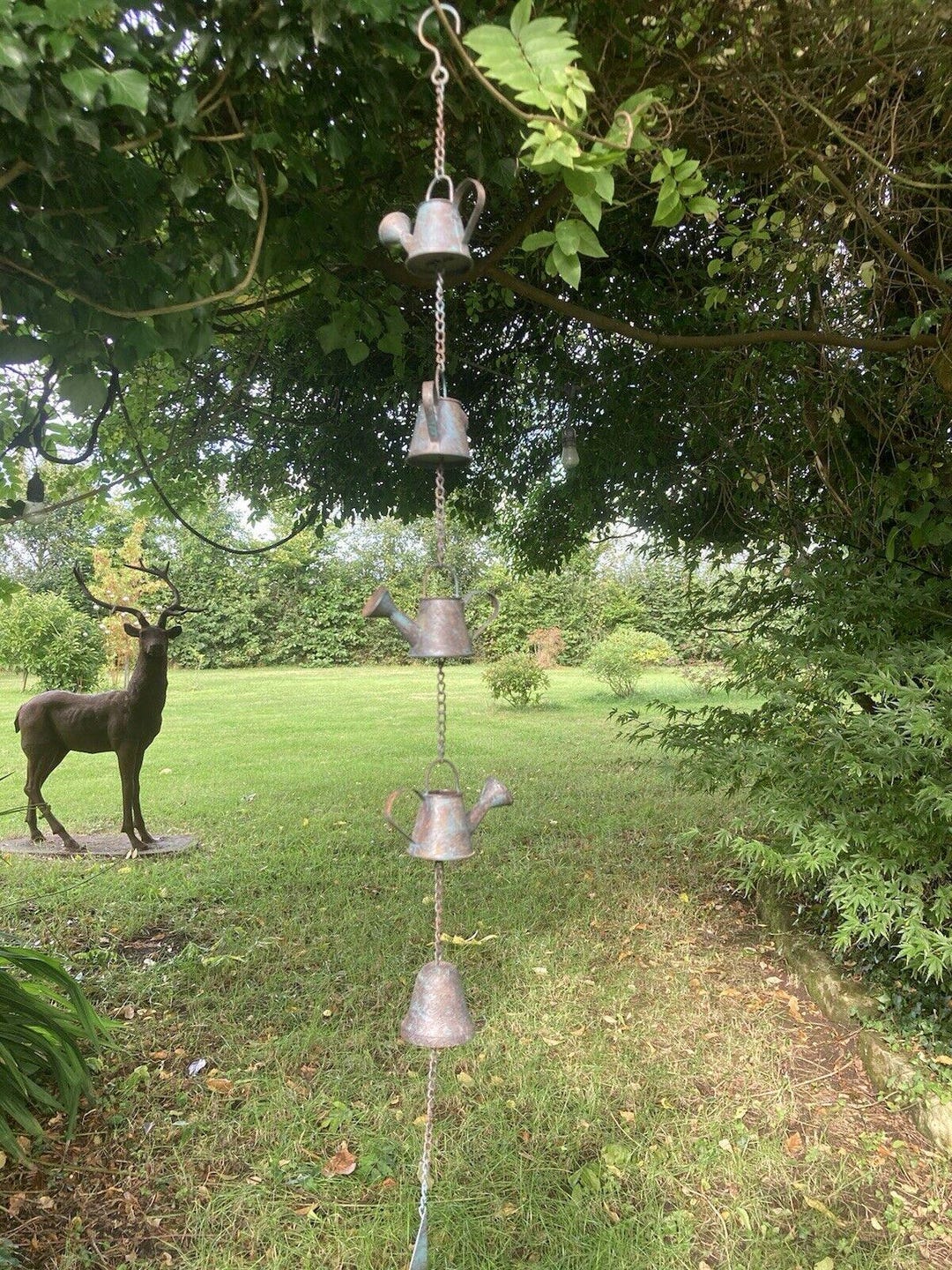 Metal Hanging Watering Can Bell Rain Chain - Etsy