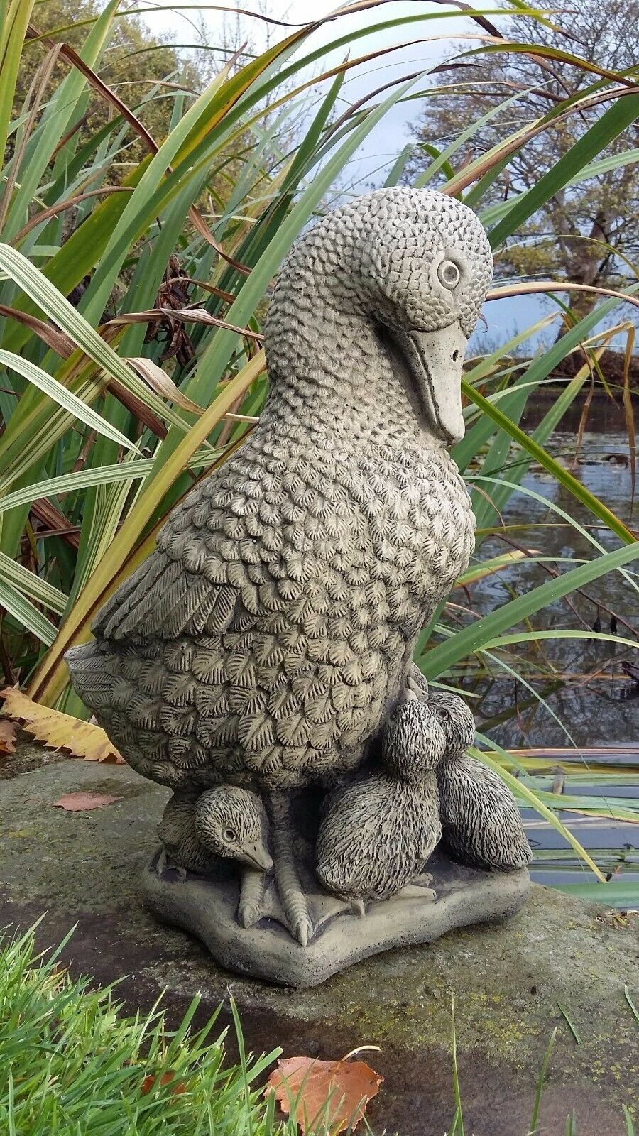 Reconstituted Stone Garden Duck Family Ornament - Etsy UK