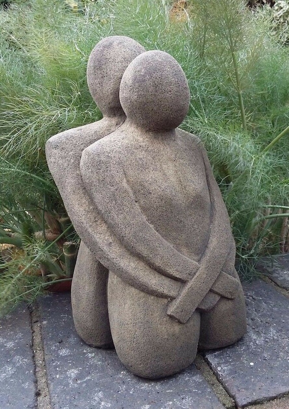 Reconstituted Stone Garden Loving Couple Statue Ornament | Etsy UK