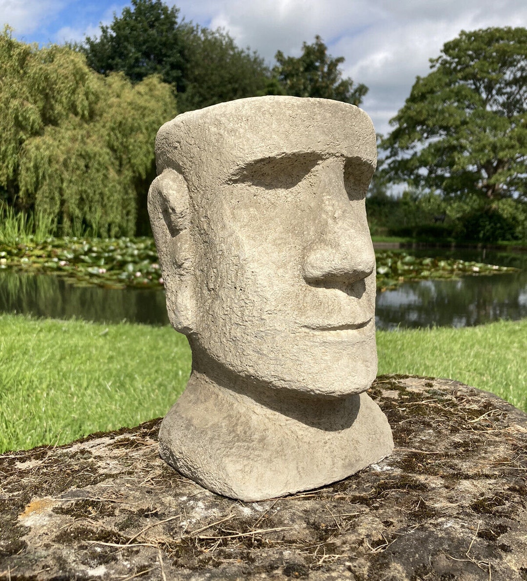 Stone Garden Small Moai Head Planter Ornament - Etsy UK
