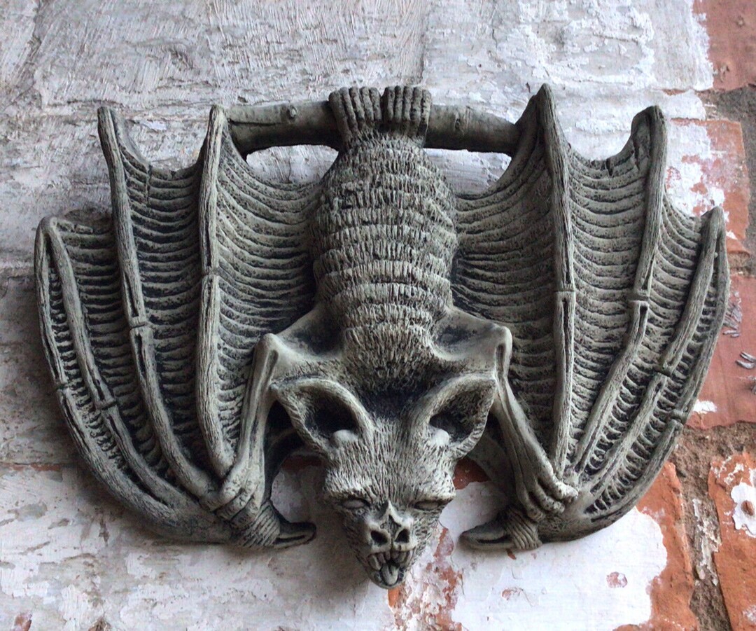 Reconstituted Stone Garden Hanging Bat Plaque - Etsy