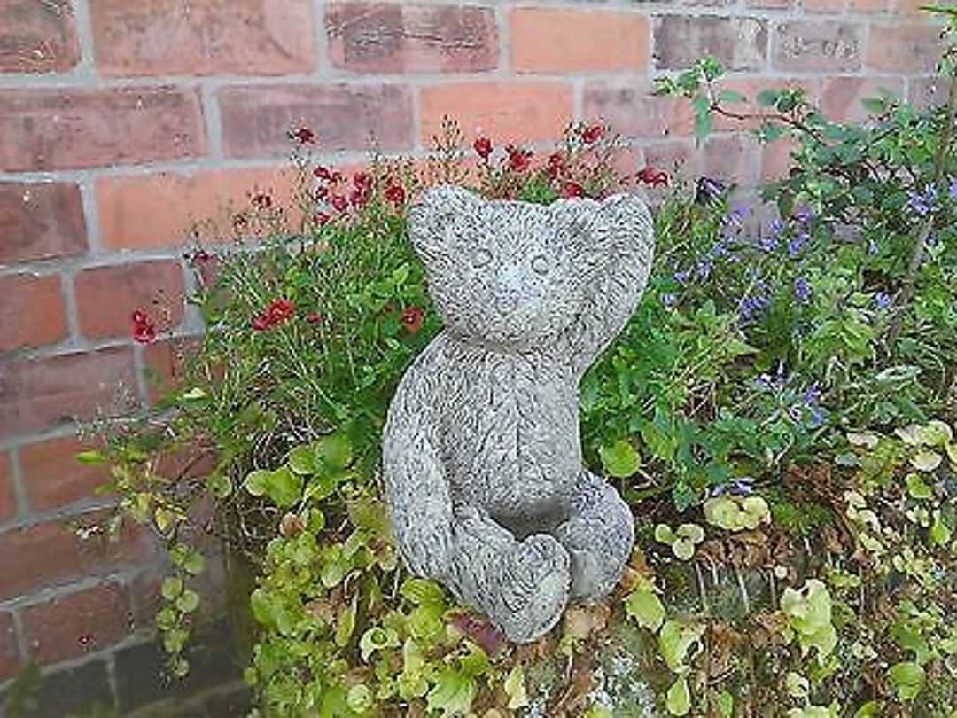 Reconstituted Stone Waving Teddy Bear Ornament - Etsy UK
