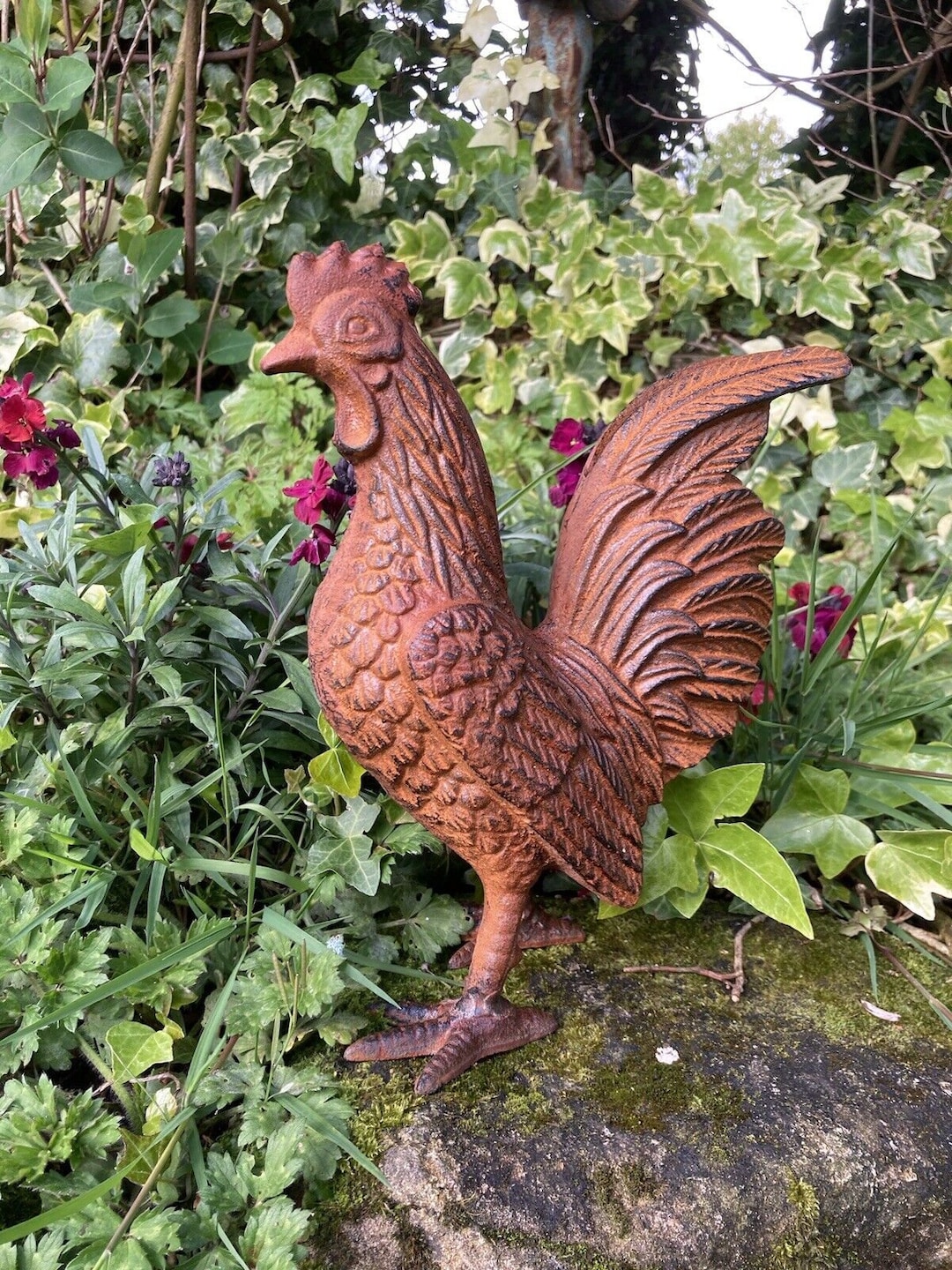 Metal Cast Iron Rooster / Cockerel Garden Ornament - Etsy UK