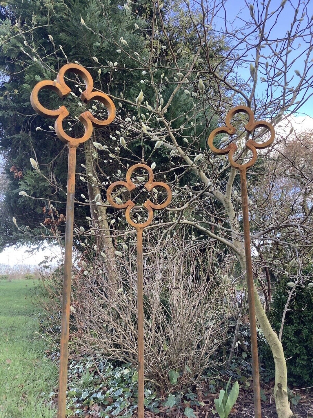 Set of 3 Metal 1.5 Metre Gothic / Clover Leaf Plant Supports - Etsy