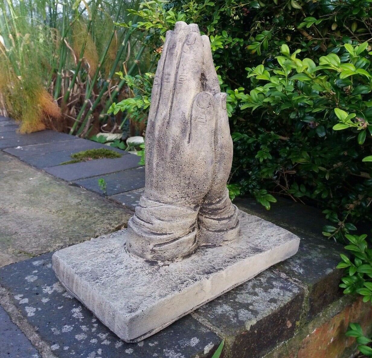 Stone Garden Praying Hands on Base Ornament - Etsy UK