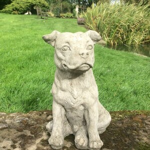 Reconstituted Stone Sitting Staffy Dog Ornament - Etsy UK