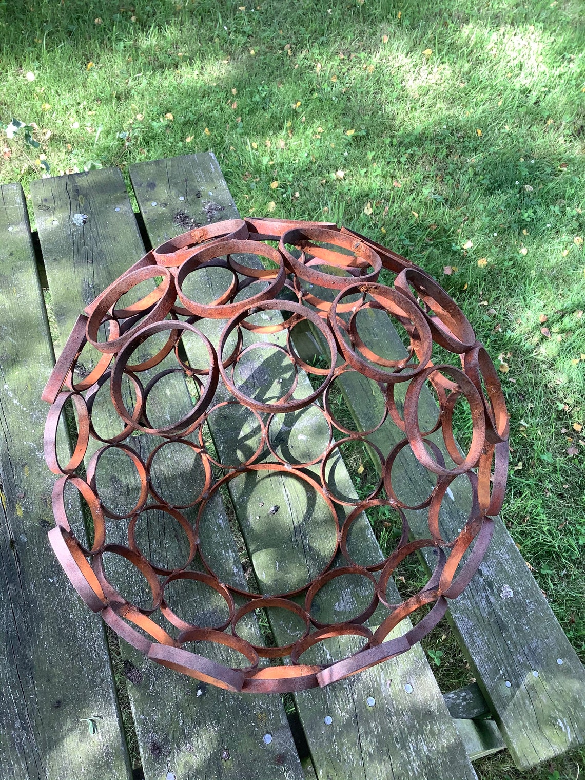 Metal Rusty Garden Modern Art Decorative Open Sphere Ornament - Etsy UK