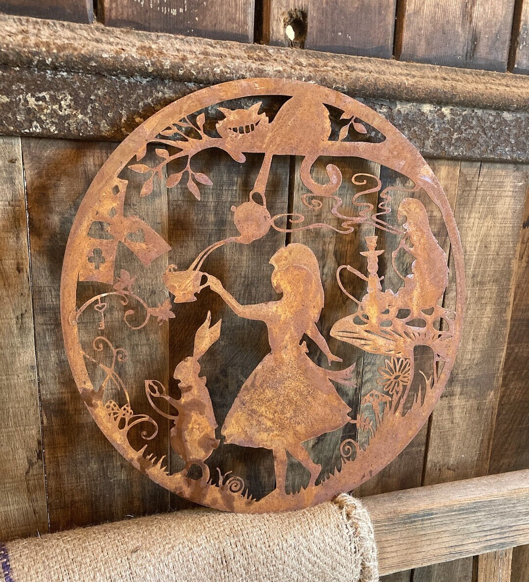 Rusty Metal Alice in Wonderland Wall Plaque - Etsy UK