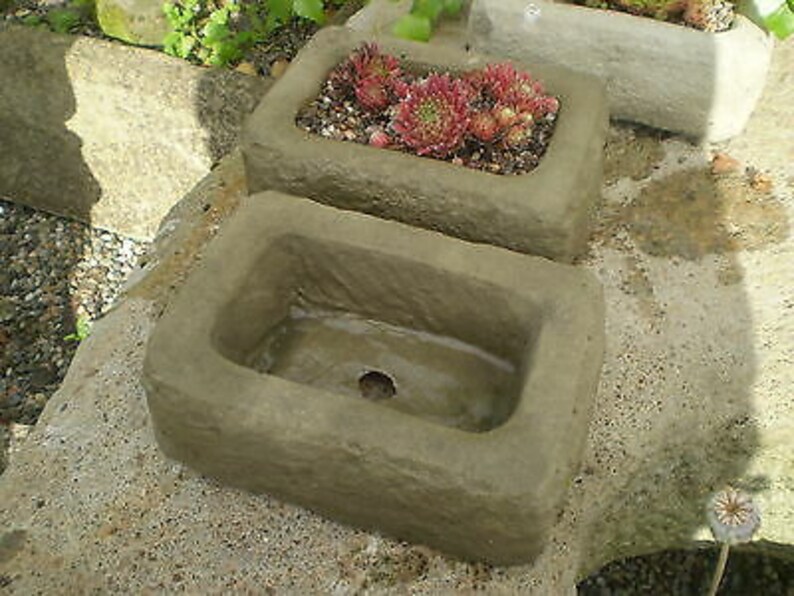 Reconstituted Stone Garden Rustic Alpine Trough Planter - Etsy UK