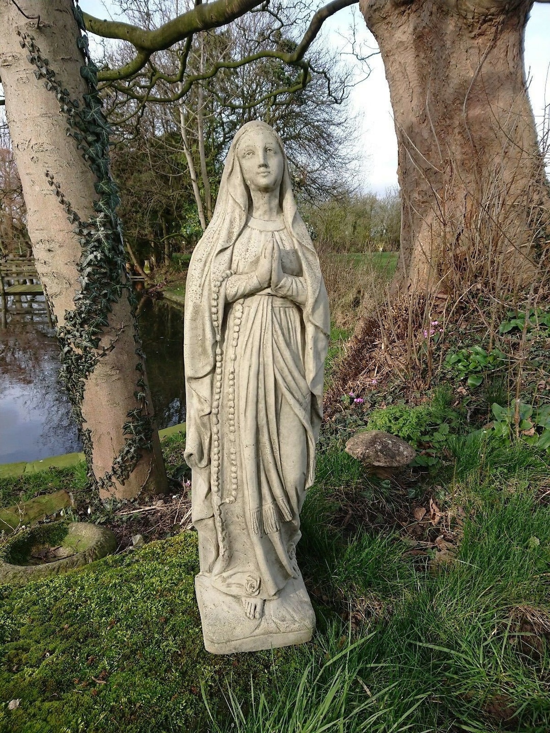 Stone Garden Religious Virgin Mary Statue Our Lady Figure Ornament ...