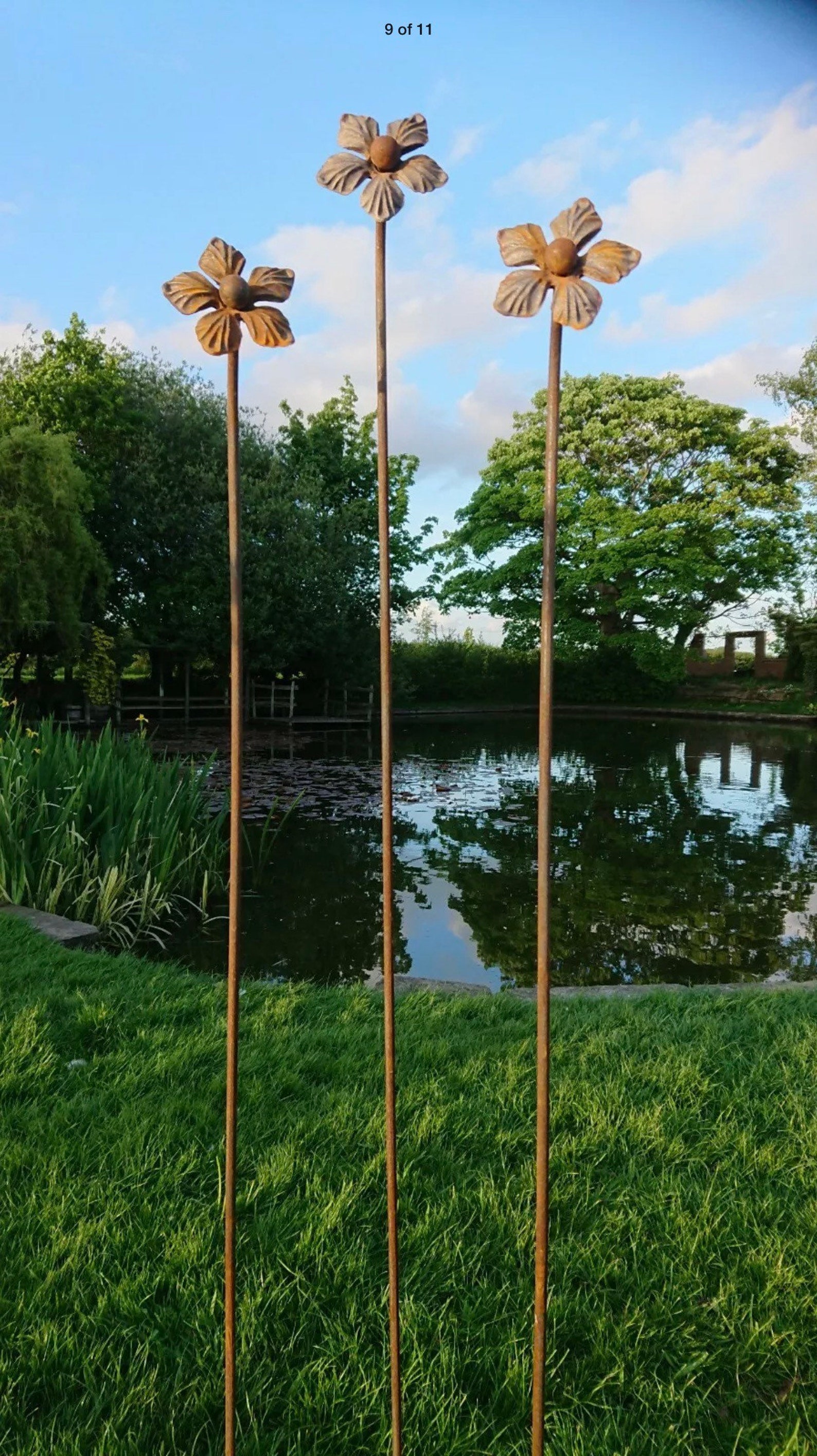 Set of 3 Rusty Metal 1.5m Flower Plant Supports / Stands - Etsy UK