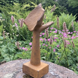 Rusty Cast Iron Face / Hand Modern Art Garden Ornament - Etsy UK