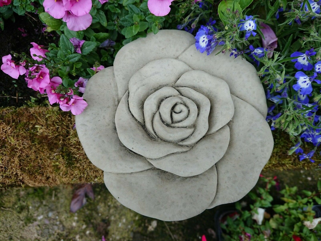Reconstituted Stone Garden Rose Flower Ornament - Etsy UK