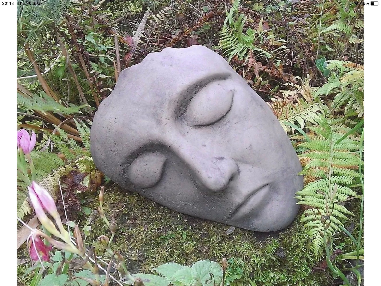 Reconstituted Stone Garden Sleeping Face Ornament - Etsy UK