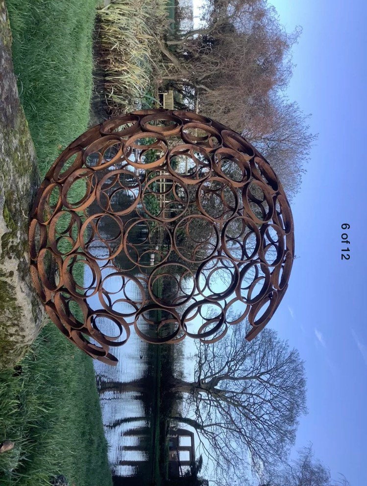 Large Metal Rusty Garden Modern Art Decorative Open Sphere - Etsy UK