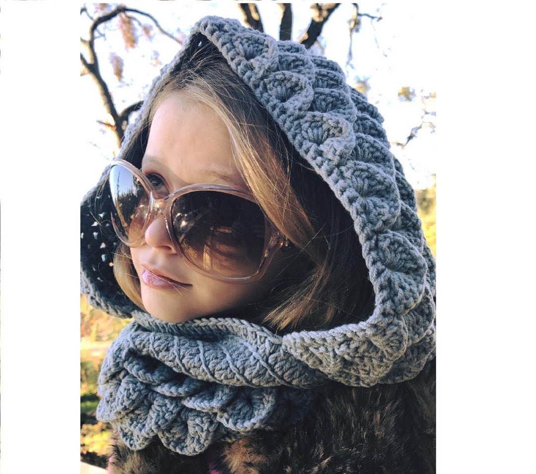 Dragon Scale Hooded Cowl Super Soft Cotton Yarn Adult Size - Etsy