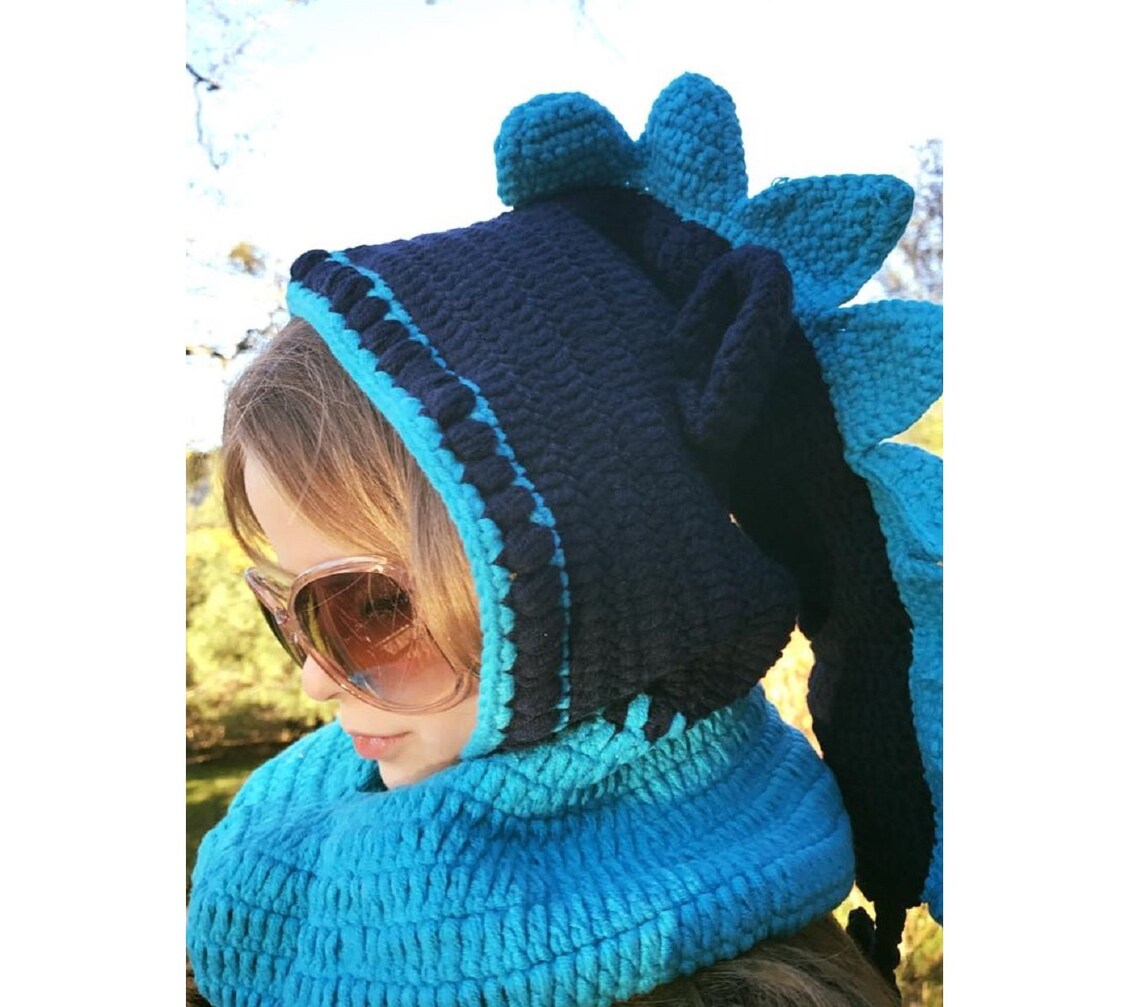 Dragon Hooded Cowl With Spikes, Ears and Tails Super Soft Cotton Yarn ...