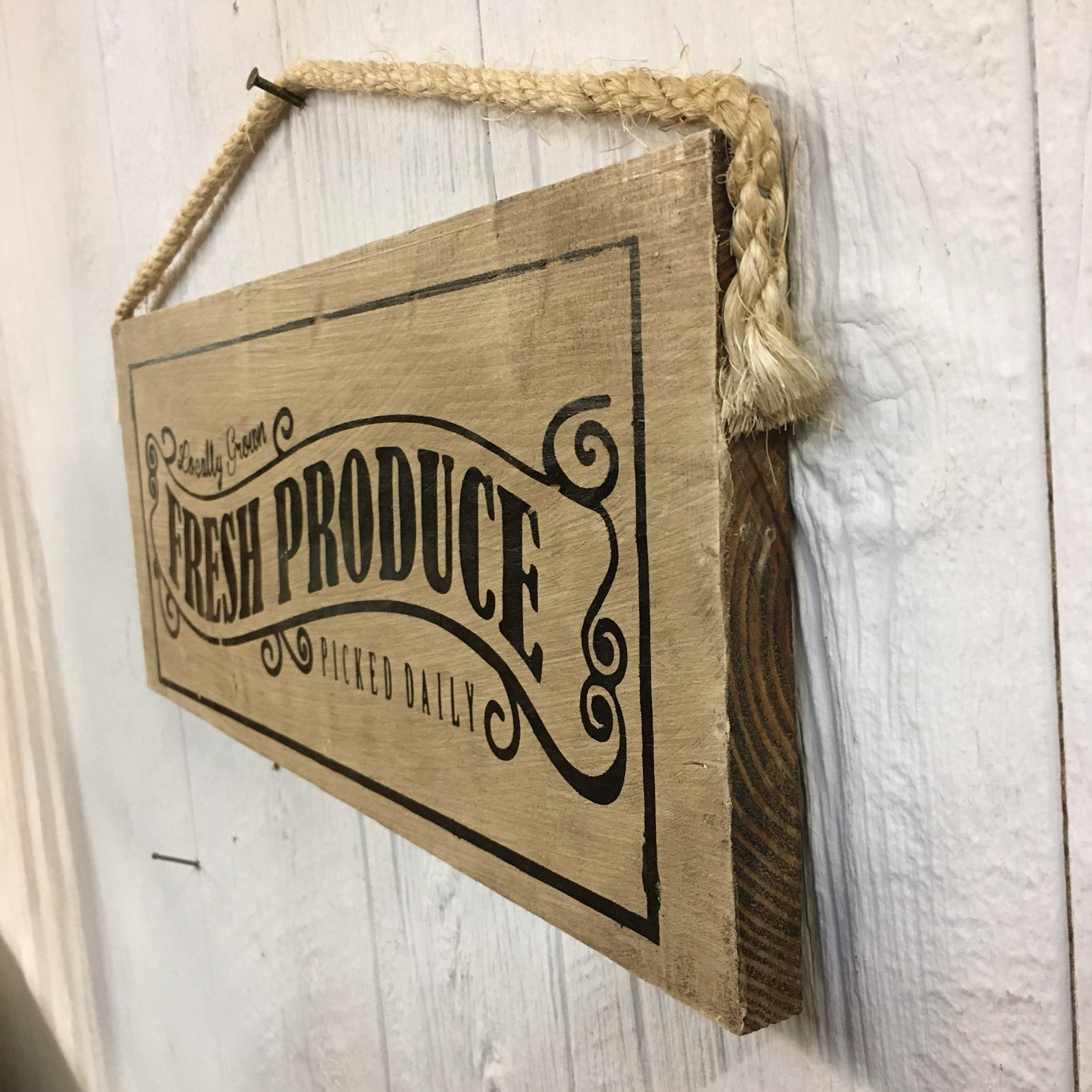 Locally Grown Fresh Produce Handmade Wooden Sign 20x8 Wall | Etsy