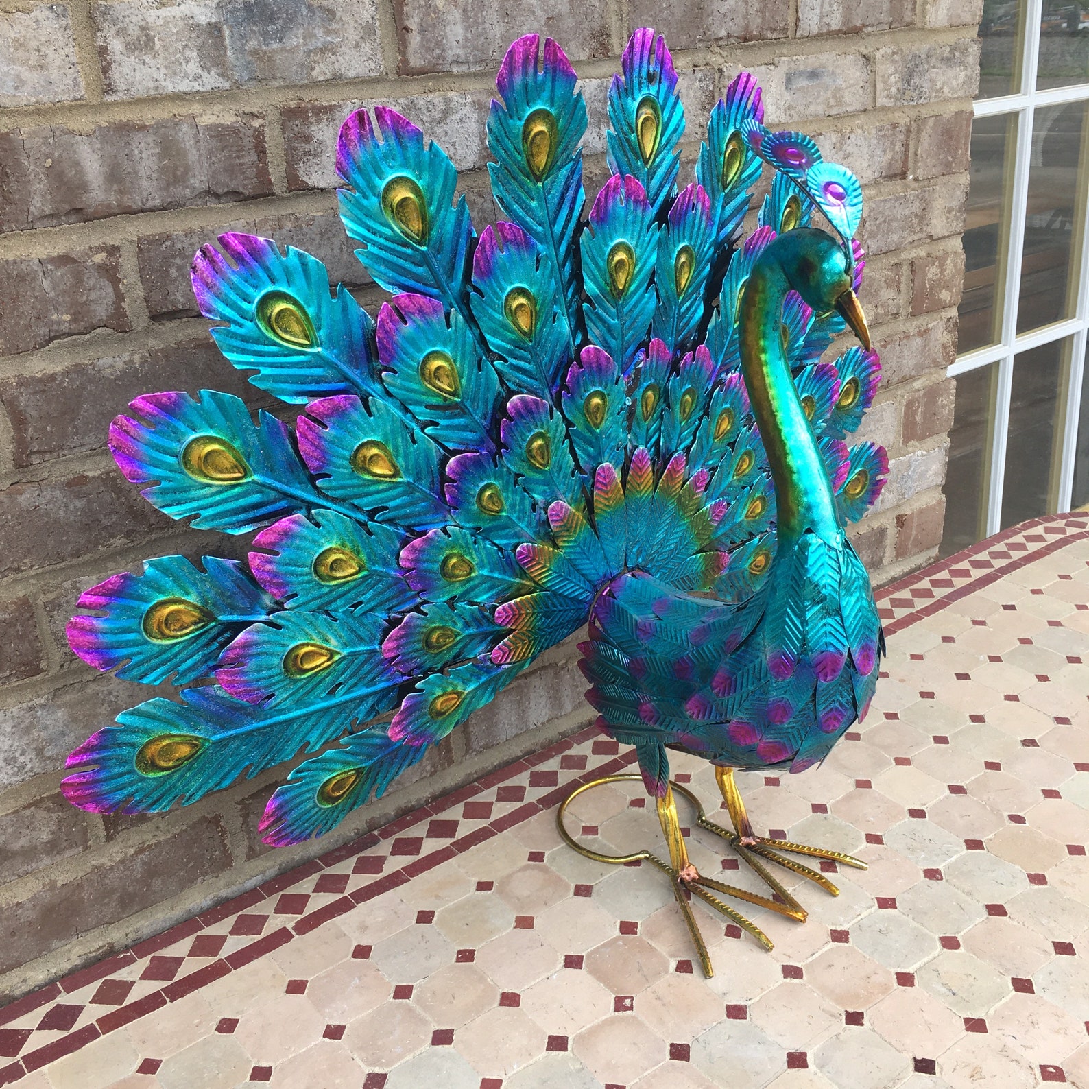 Beautiful Large Metal Peacock Statue Sculpture Garden Yard Art Home ...