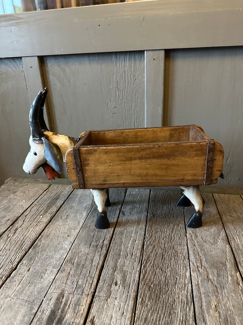 Rustic Primitive Metal Goat Farmhouse Decor Vintage Wooden Brick Mold ...