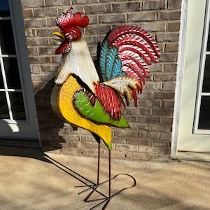 LARGE 3.5 Ft Tall Rooster Metal Statue Garden Art Yard Chicken - Etsy
