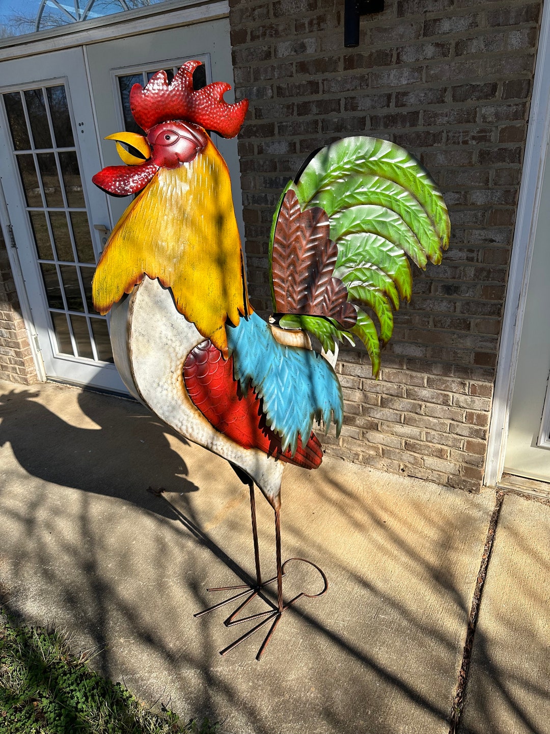 GIANT 5 Ft Tall Rooster Metal Statue Garden Art Yard Chicken - Etsy