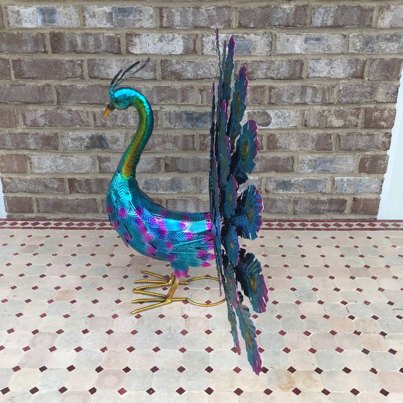Beautiful Large Metal Peacock Statue Sculpture Garden Yard Art Home ...