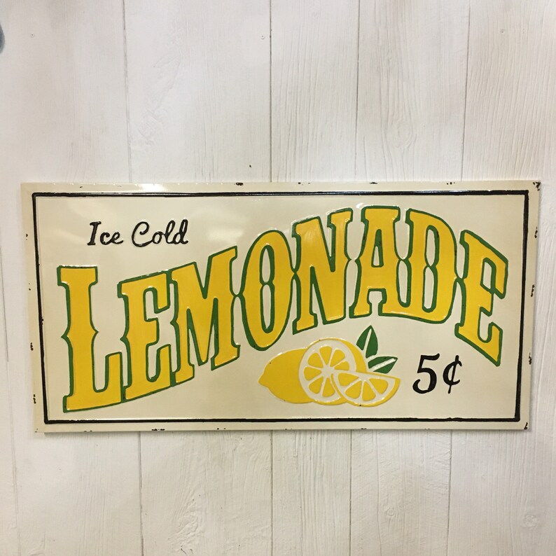 Large Ice Cold Lemonade Metal Sign Vintage Style Stand General | Etsy