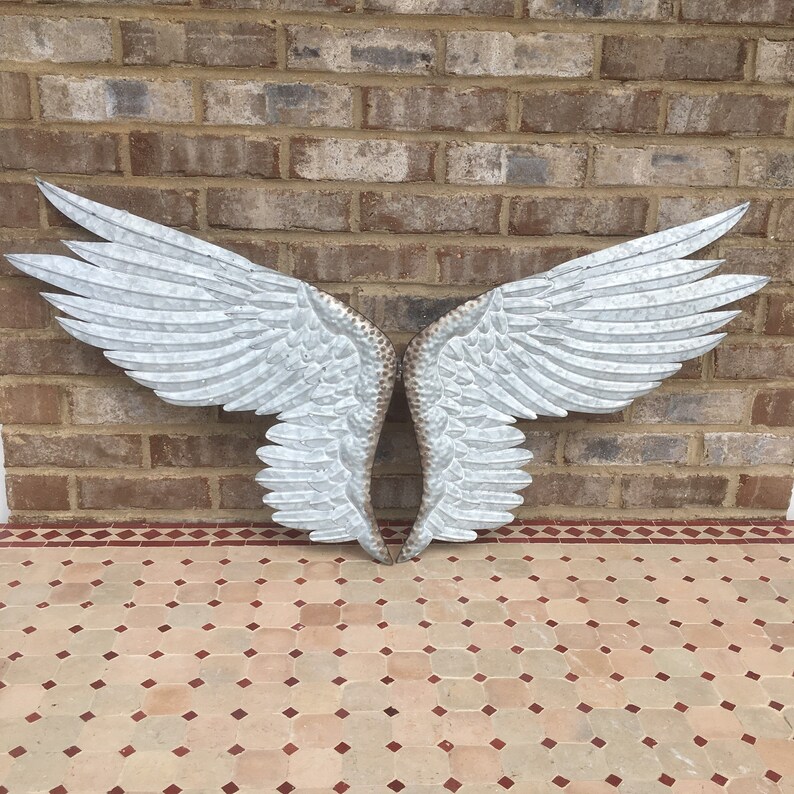 Set of Galvanized Metal Angel Wings Pair Hinges Rustic Hanging - Etsy