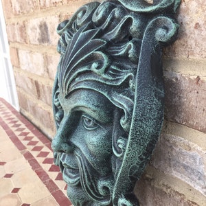 Large Cast Iron Celtic Man Face Plaque Gothic Medieval Rustic Weathered ...