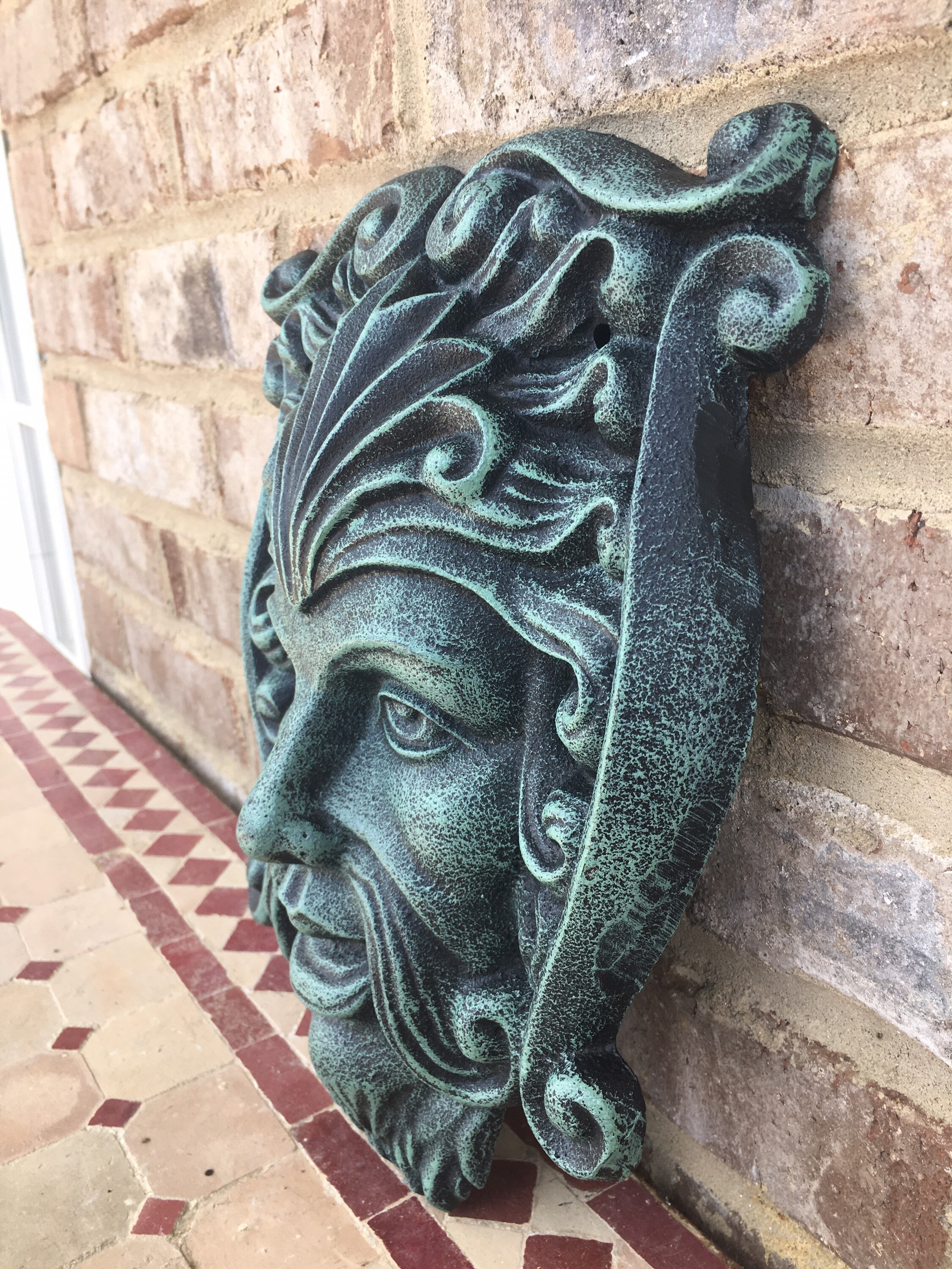 Large Cast Iron Celtic Man Face Plaque Gothic Medieval Rustic Weathered ...