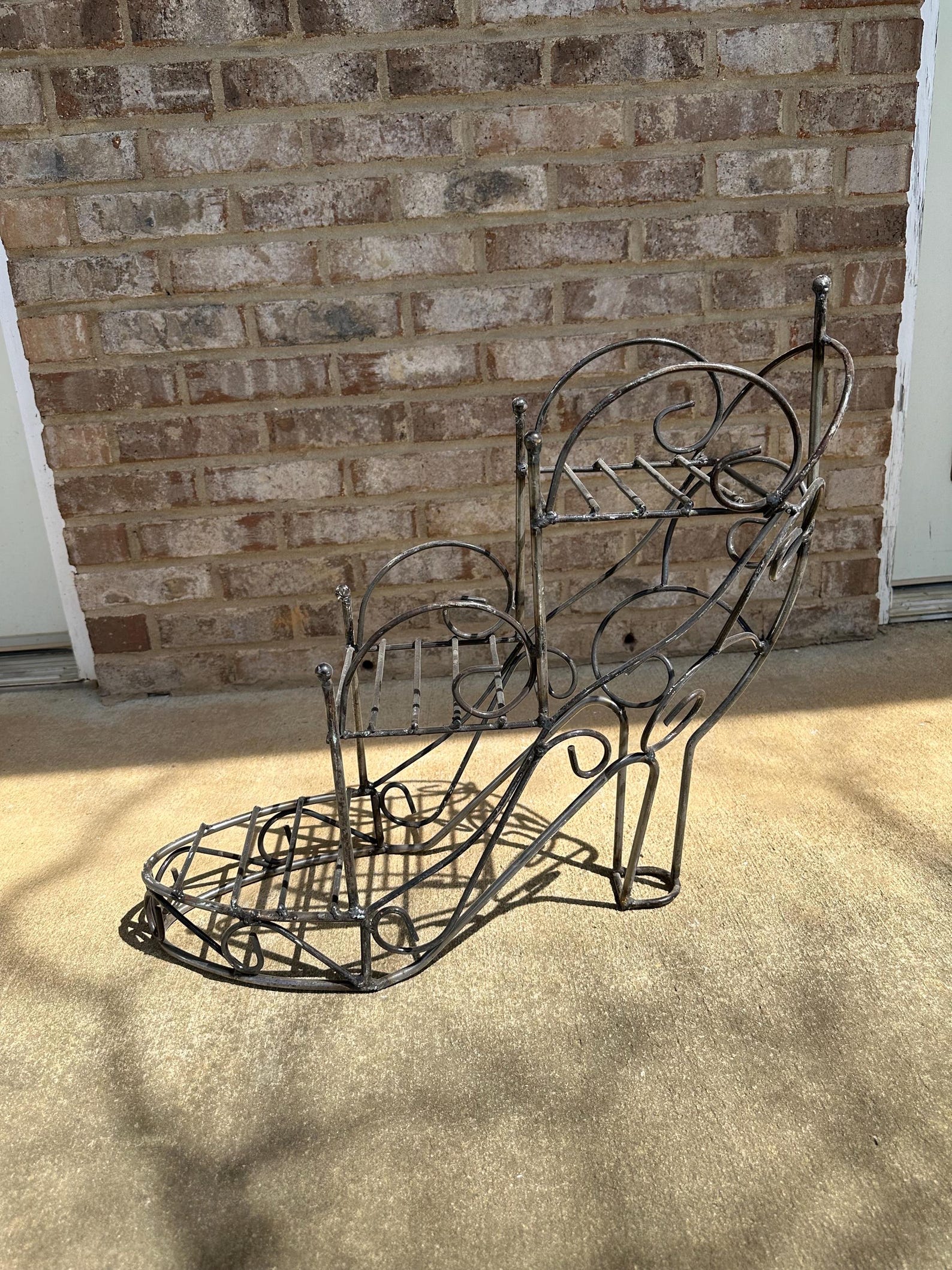 Unique Iron High Heel Shoe Three Tier Plant Stand Planter Garden Patio ...