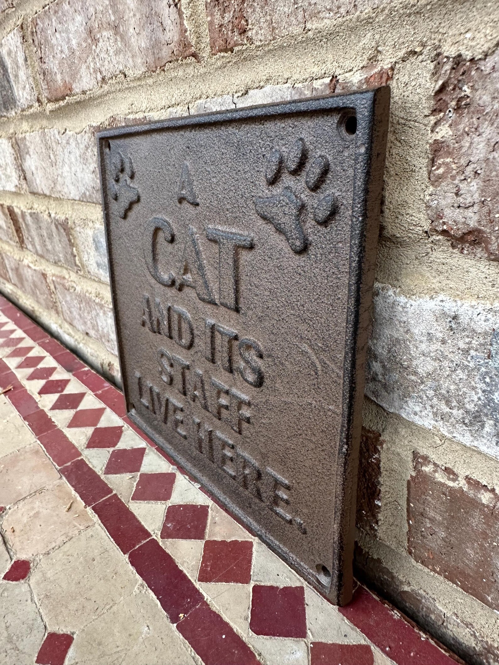 Cat and Its Staff Live Here 8”x8” Large Cast Iron Plaque Wall Art - Etsy
