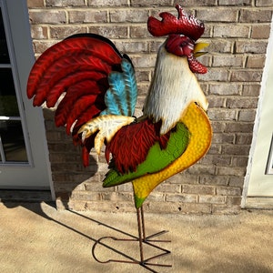 LARGE 3.5 Ft Tall Rooster Metal Statue Garden Art Yard Chicken - Etsy