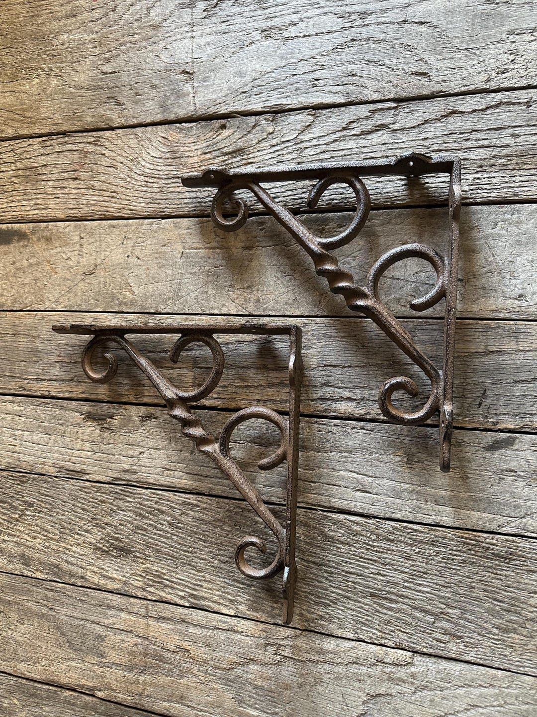 Set of 2 - 9” X 9” Cast Iron Twisted Ornate French Style Brackets - Etsy