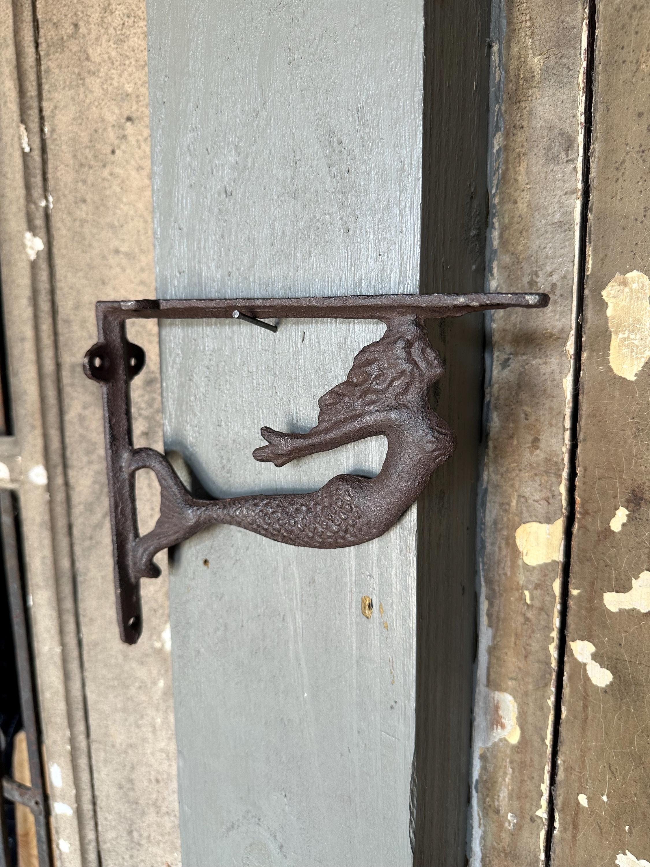 Set of 2 Cast Iron Mermaid Brackets - Nautical Shelf Beach Decor - Etsy