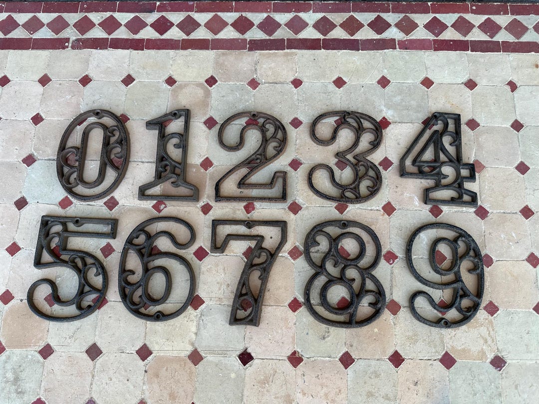 Rustic Cast Iron House Numbers Vintage Antique Style Decorative Metal ...