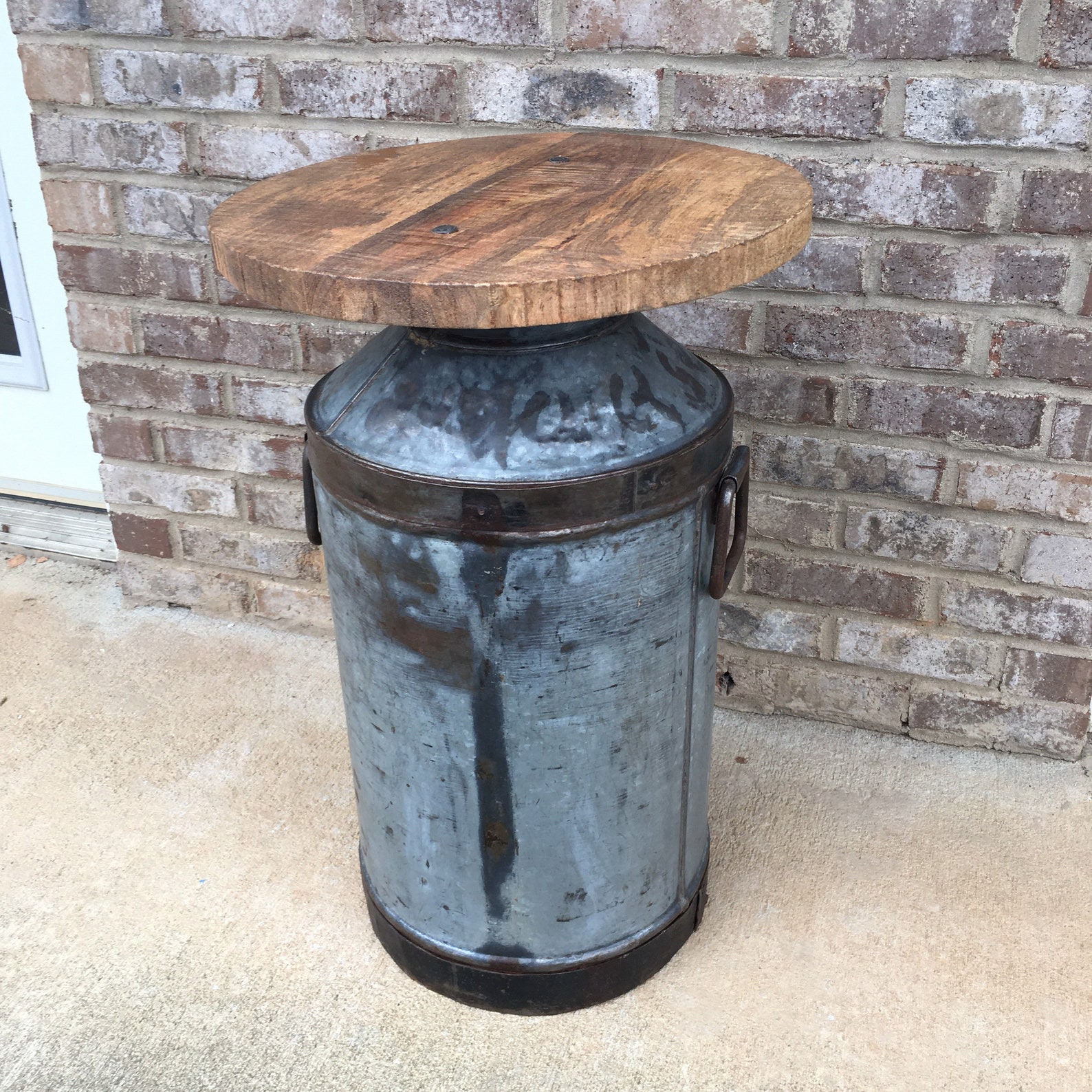 Incredible Antique Milk Can Round Table Reclaimed Wood Rustic Primitive ...