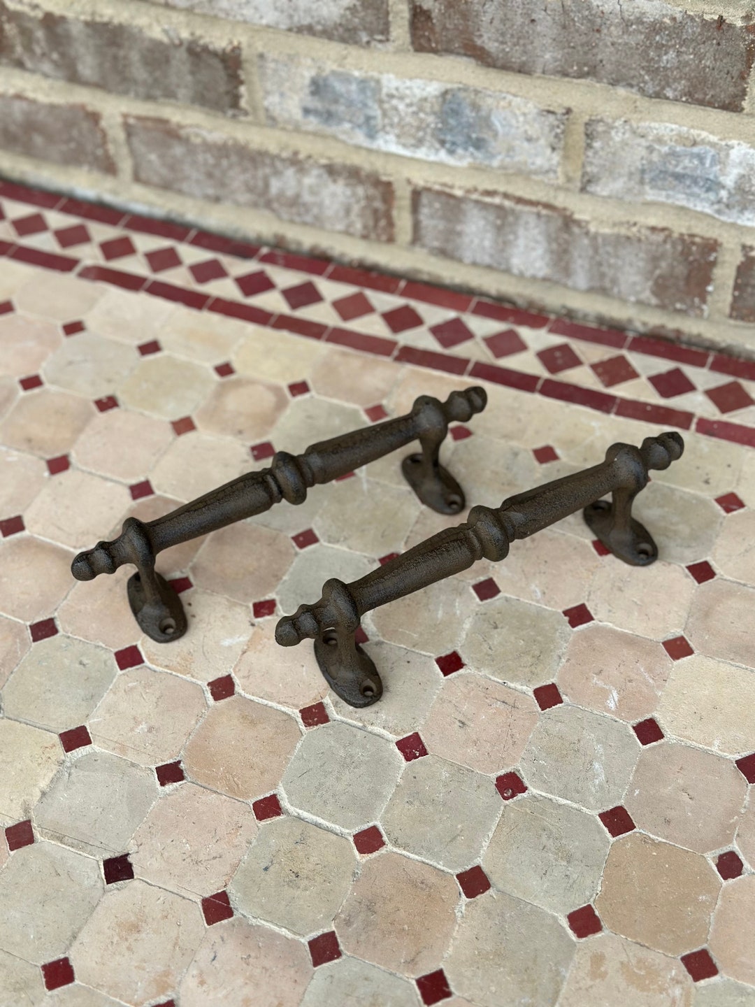 Set of 2 - French Country Style Cast Iron Handles Barn Rustic Farmhouse ...