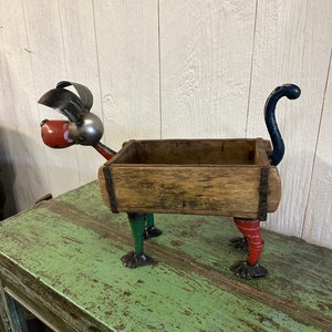 Rustic Primitive Metal Dog Farmhouse Decor Vintage Wooden Brick Mold ...