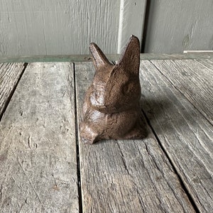 Solid Cast Iron Rabbit Statue - Figurine Heavy Paperweight Art Figure ...