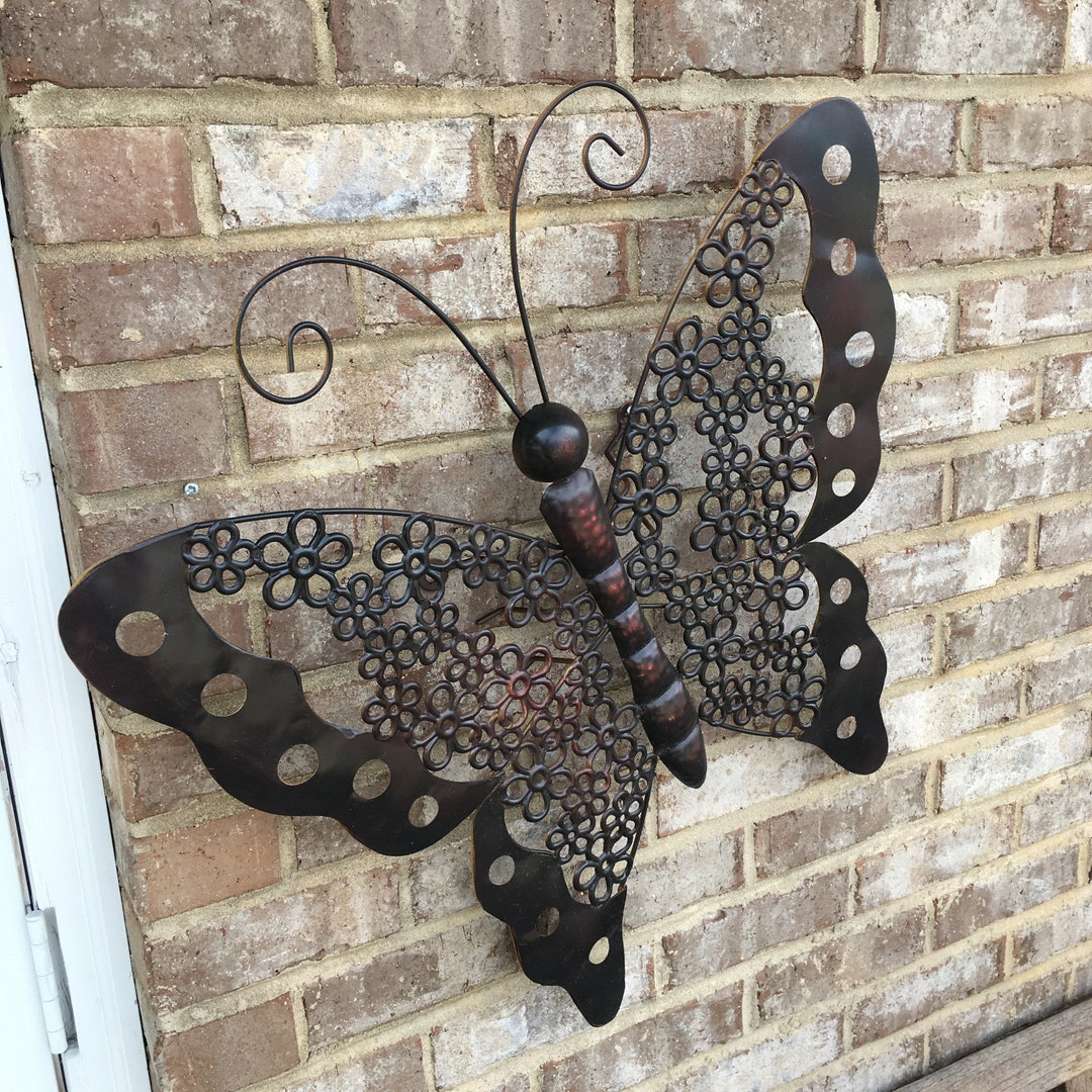 Large 23” Over-sized Metal Butterfly Wall Art Display Garden Yard Tree ...
