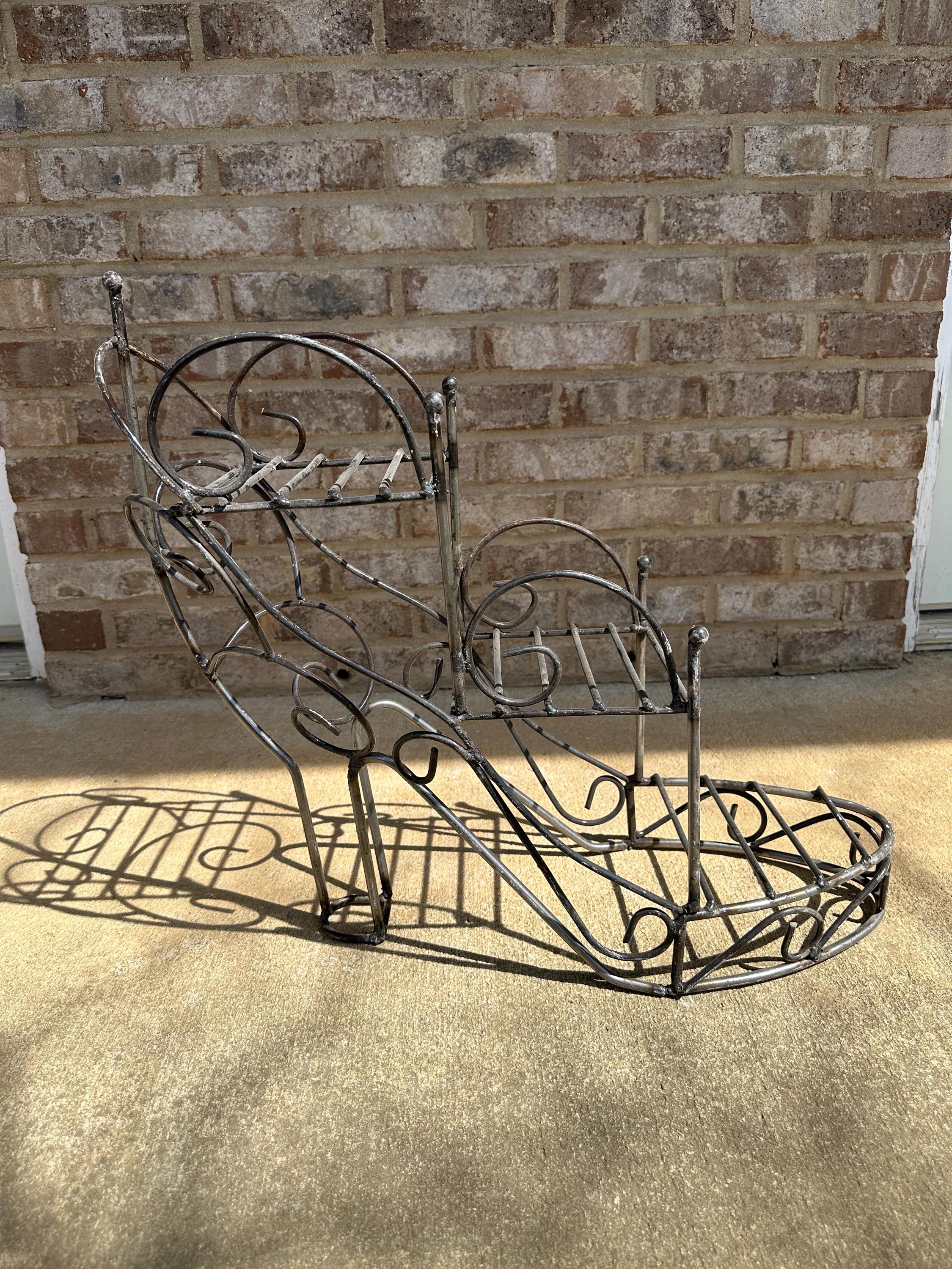 Unique Iron High Heel Shoe Three Tier Plant Stand Planter Garden Patio ...
