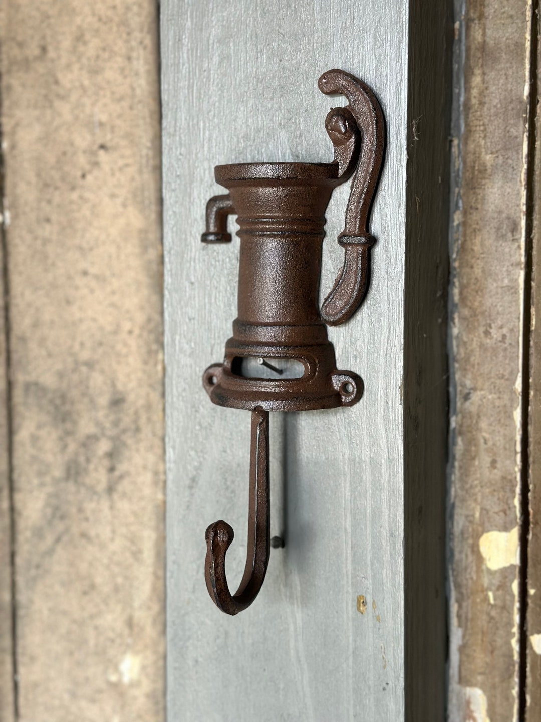 Cast Iron Well Water Pump Wall Hanger Hook Vintage Antique Style Hat ...