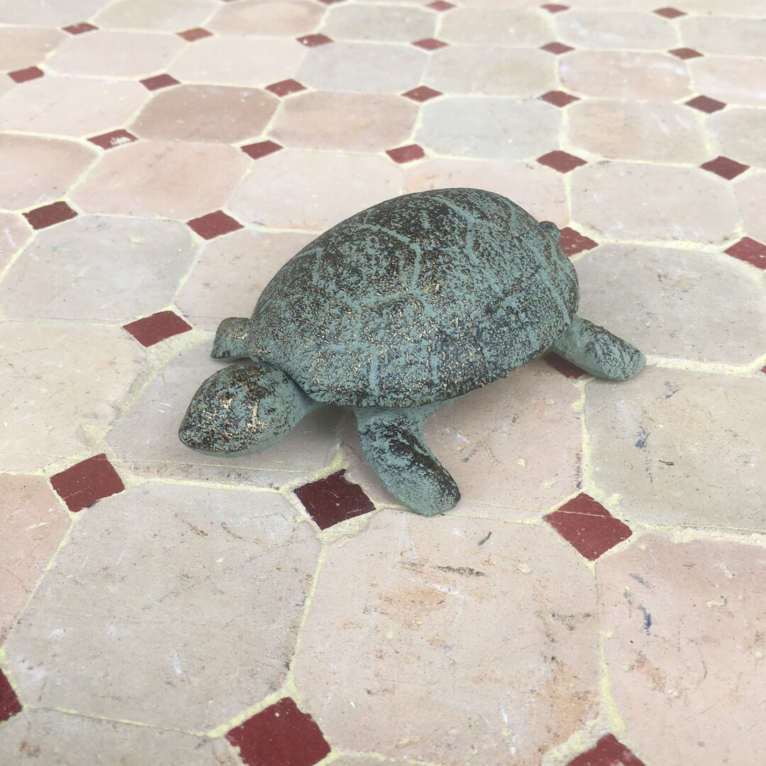 Small Cast Iron Antique Style Turtle Figurine Nautical Sea Statue ...