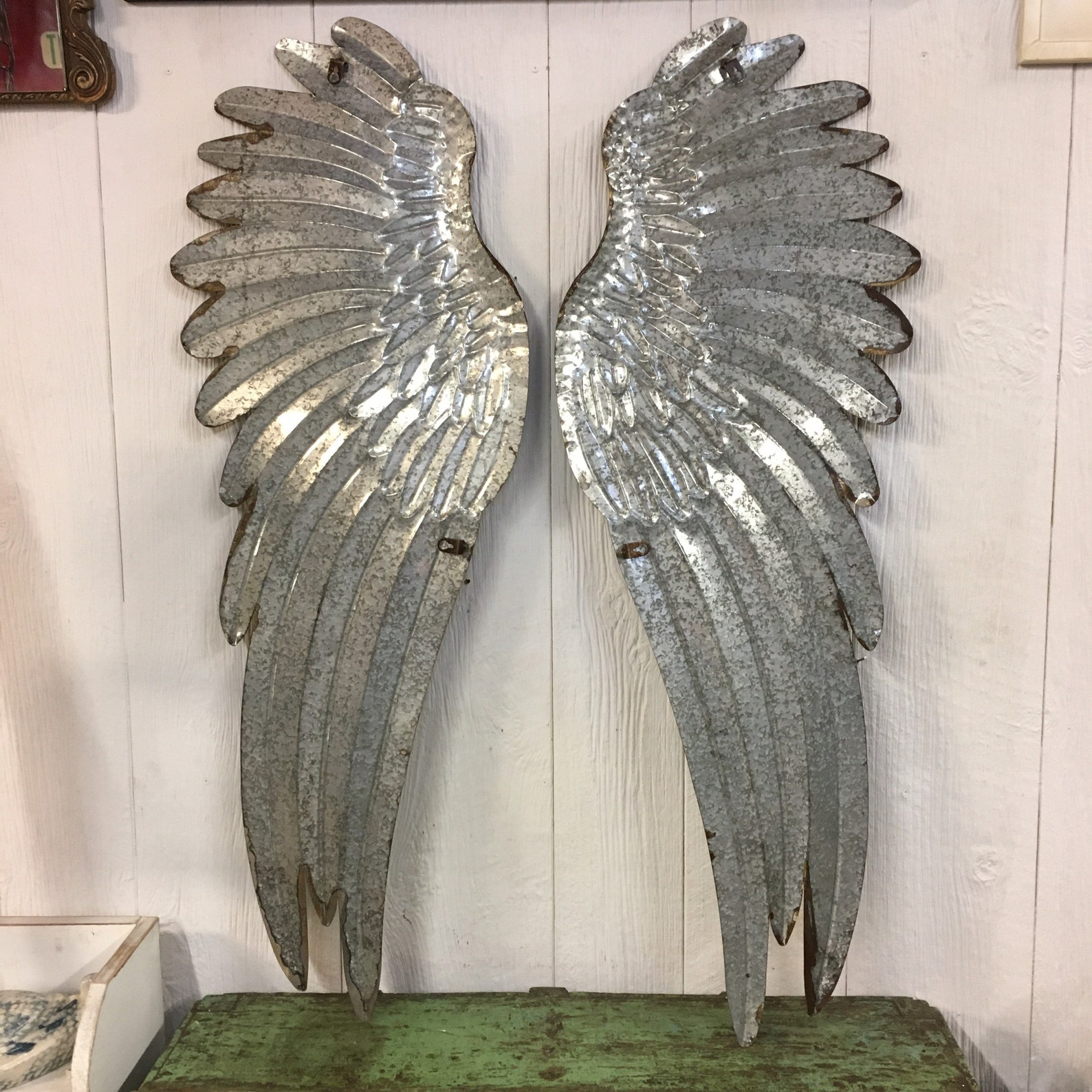Large 43 Set of Galvanized Metal Angel Wings Pair Rustic - Etsy