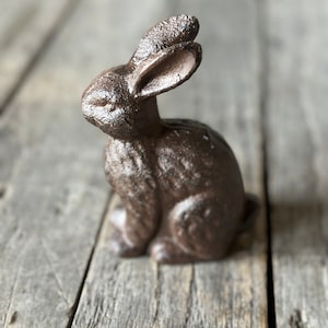 Small 4” Cast Iron Rabbit Statue - Figurine Paperweight Art Figure ...