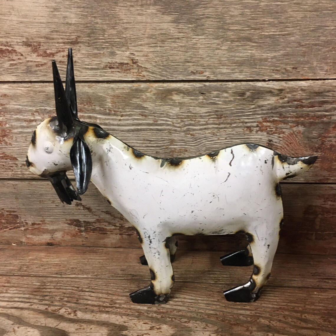 Cute Hand-made Metal Goat Statue Figurine Folk Art Farmhouse Shic Baby ...