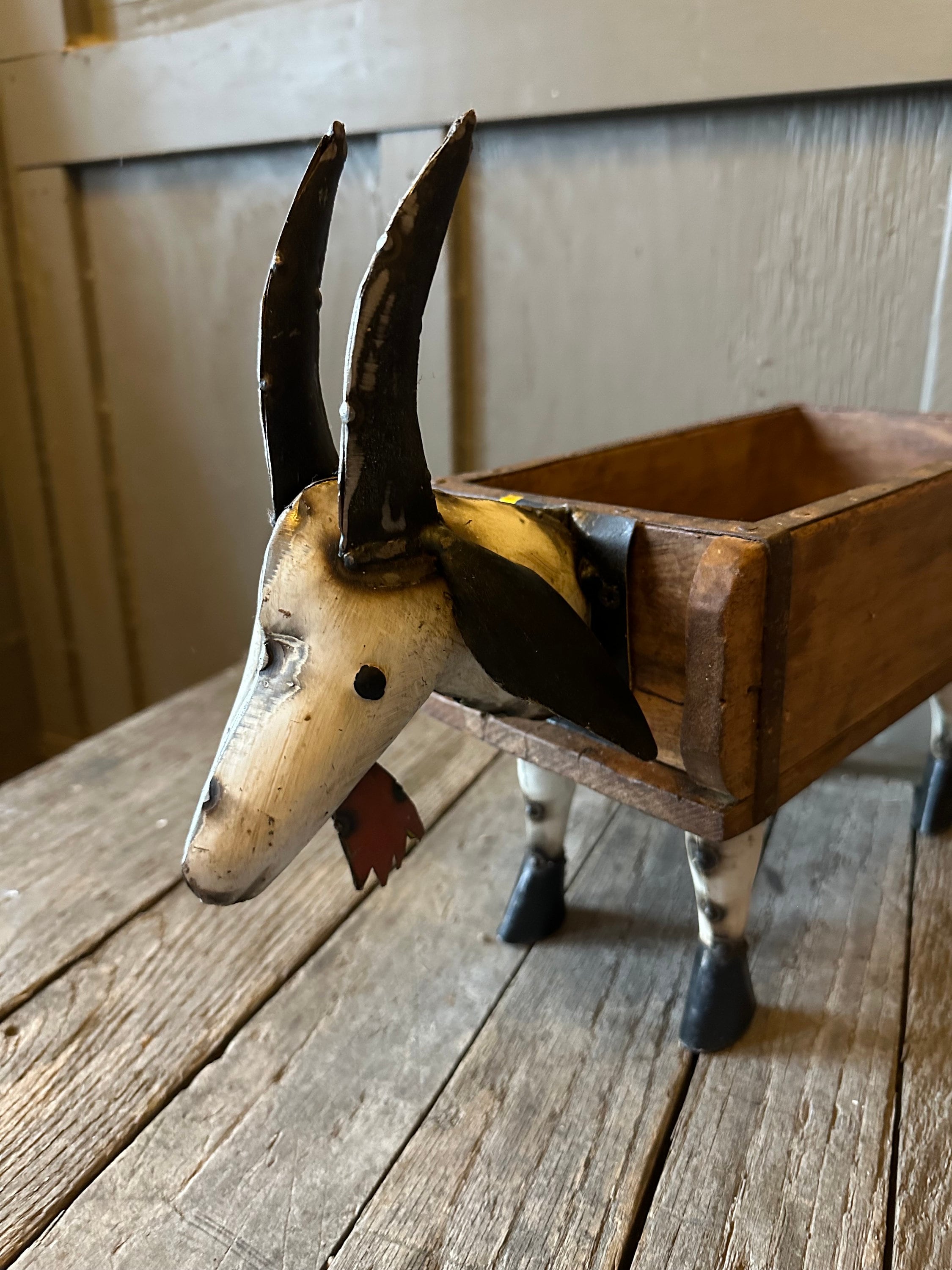 Rustic Primitive Metal Goat Farmhouse Decor Vintage Wooden Brick Mold ...