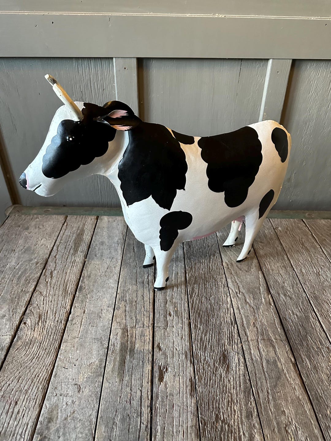 17” Cute Hand-made Metal Goat Statue Figurine Folk Art Farmhouse Shic ...